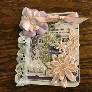 Beautiful Small Embellished Notebook, Altered Book, Lace Notebook, Sewn ...