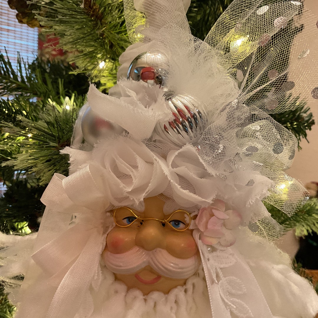 Sant Tree Topper, Christmas Tree Ornament, Santa Tree Topper, Christmas ...