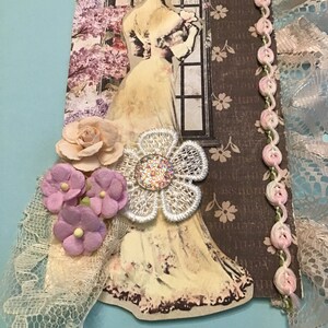 Large Victorian Lady Art Tag Collage Tag Lace and Floral - Etsy