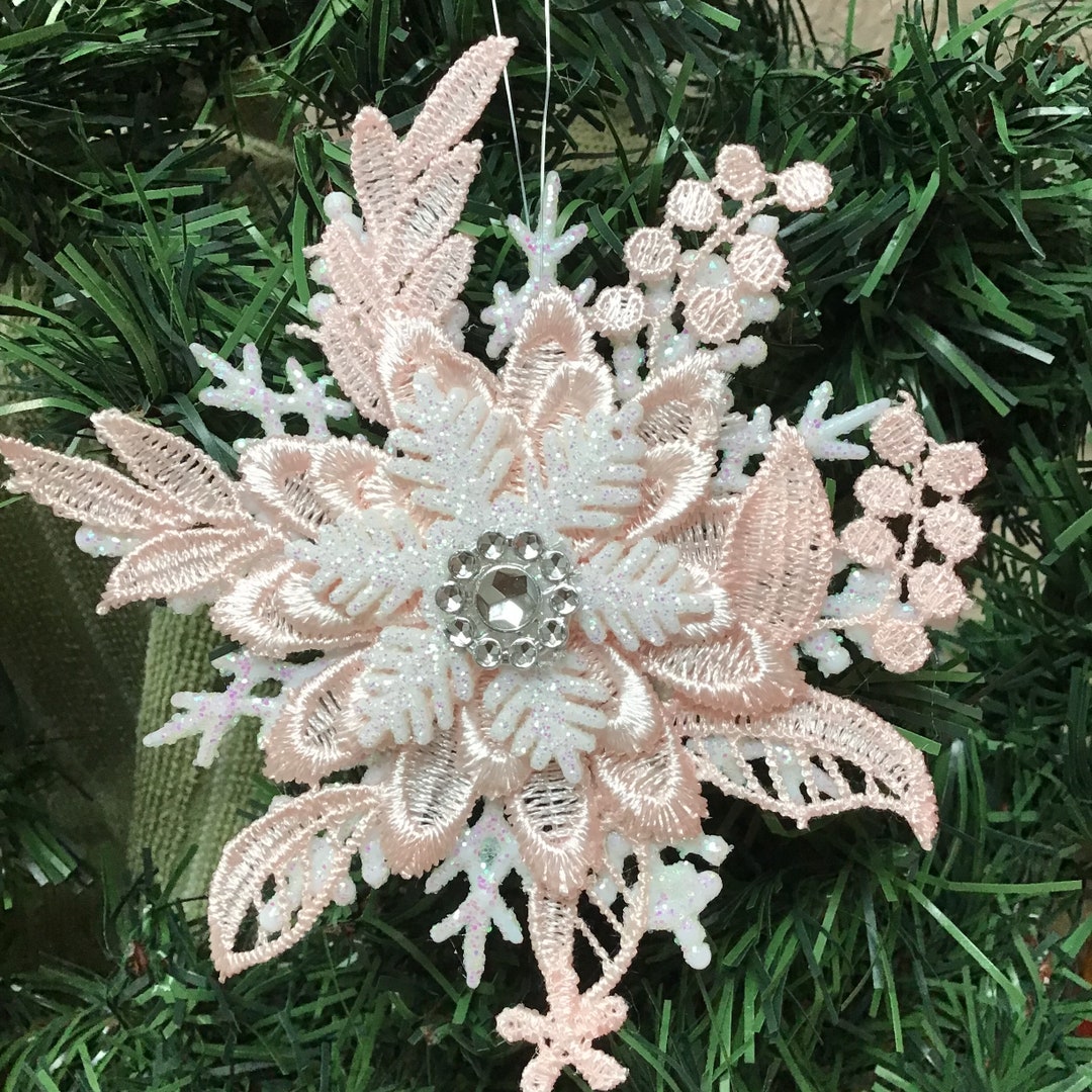 Snow Flake Christmas Ornament Glittered Snowflake Christmas - Etsy
