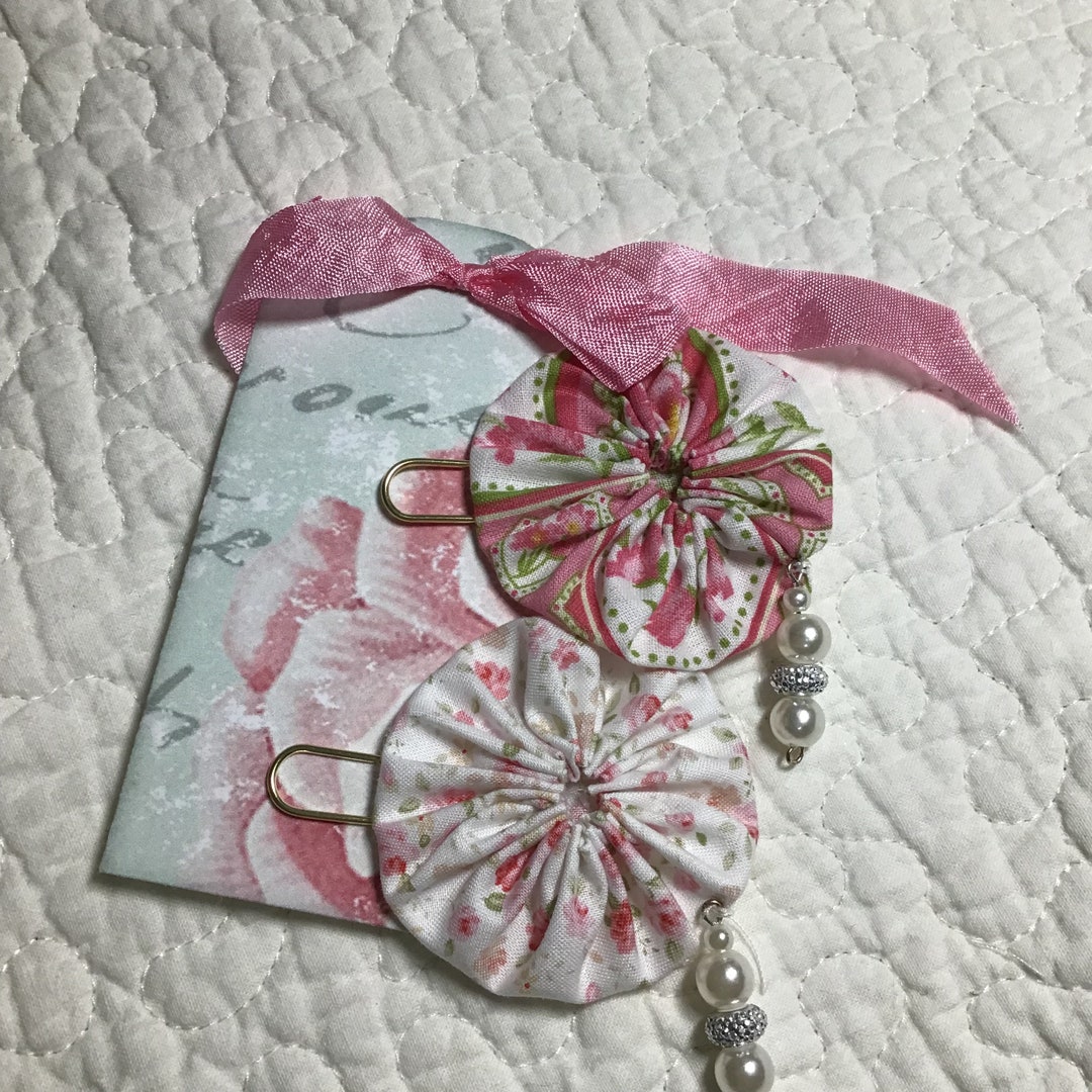 Pink Embellished Paper Clips, Gold Paper Clips, Bead Dangle Paper Clips ...