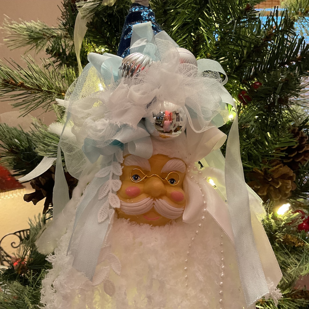 Sant Tree Topper, Christmas Tree Ornament, Santa Tree Topper, Christmas ...