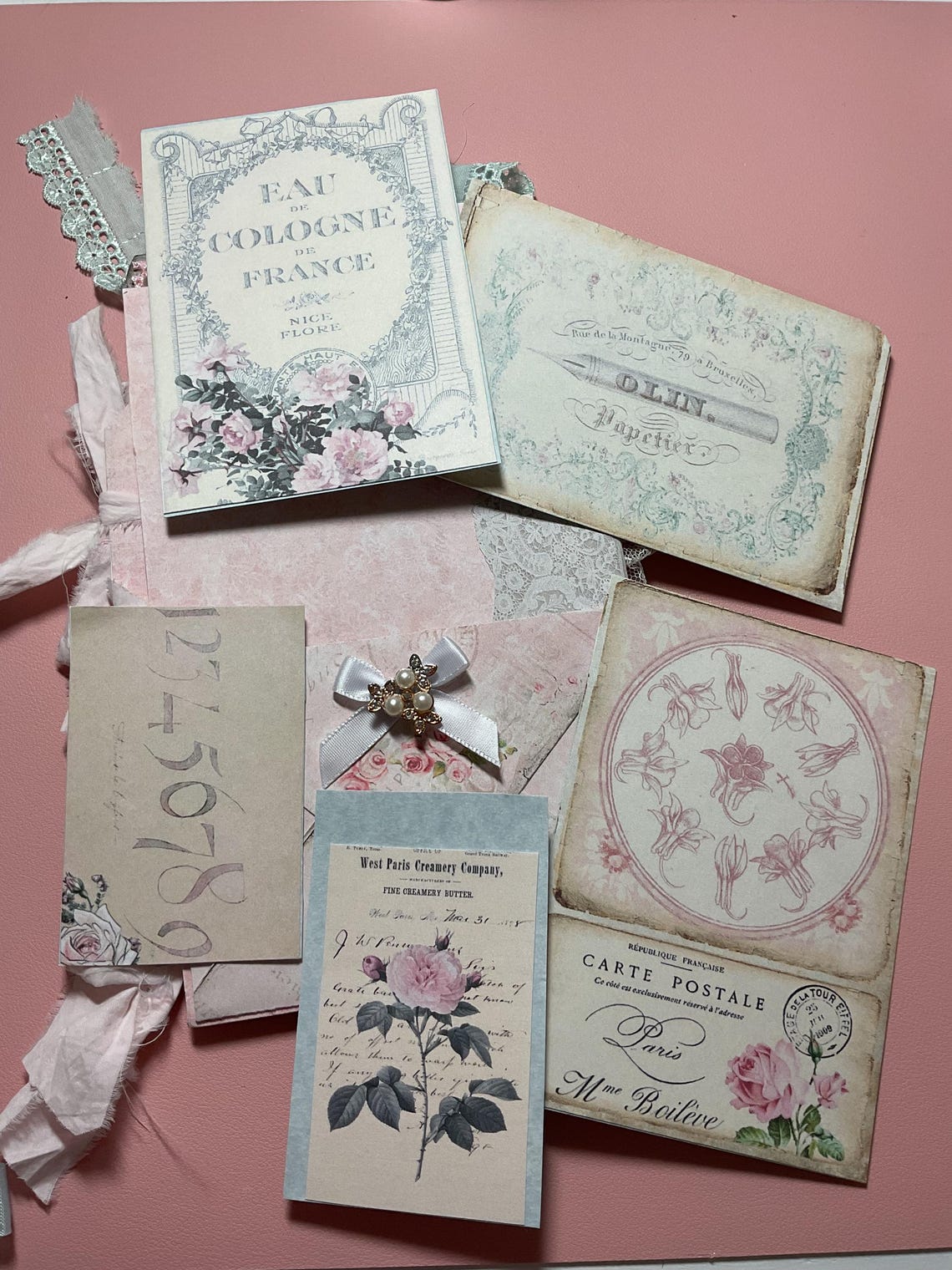 Shabby Chic Tag Folder: Fabric Ephemera Organizer - Etsy