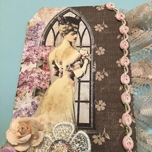 Large Victorian Lady Art Tag Collage Tag Lace and Floral - Etsy