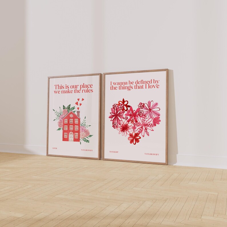 Taylor Swift Poster Set of 2, Daylight, Lover Lyrics Print, Taylor ...