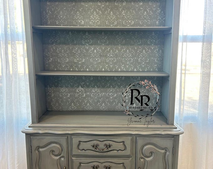 Antique Farmhouse Gray Hutch / Display Cabinet - Etsy
