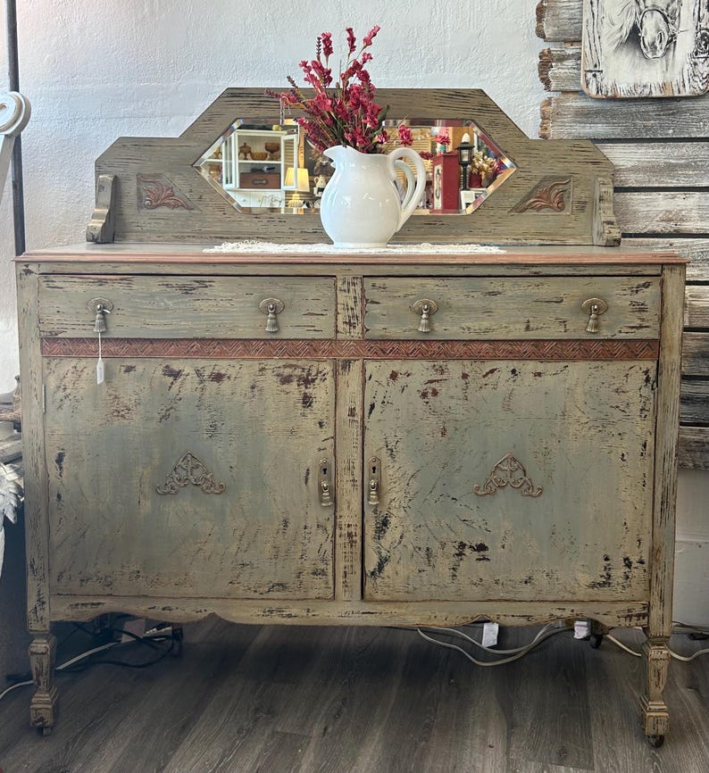 This Has SOLD 1920 Antique Buffet. Enhanced With a Primitive Farmhouse ...