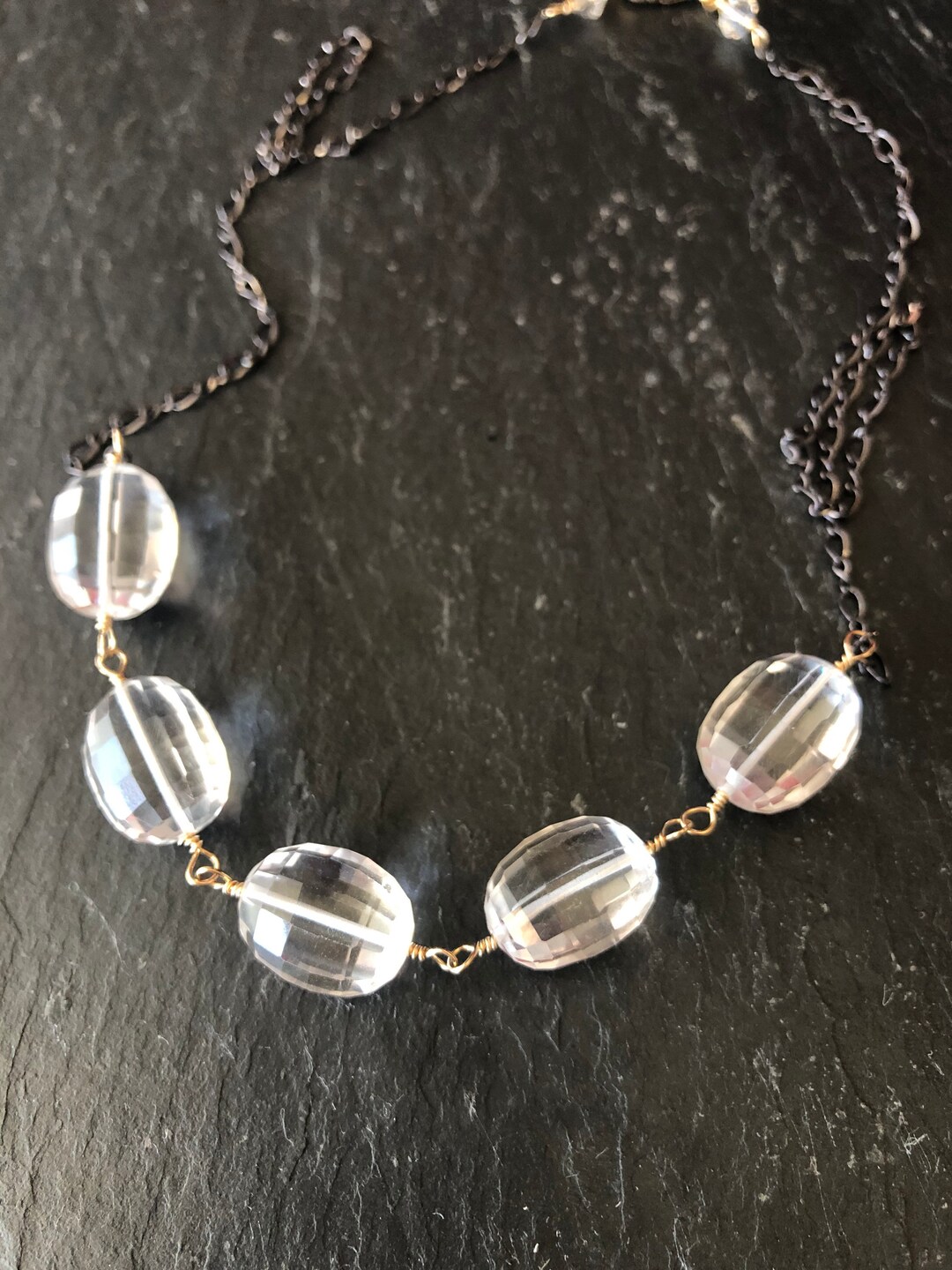 Crystal Quartz, Checkerboard Pattern, Mixed Metal, Goldfilled, Oxidized ...