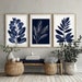Navy Blue Abstract Botanical Art Set of 3 Printable Wall Art Modern ...