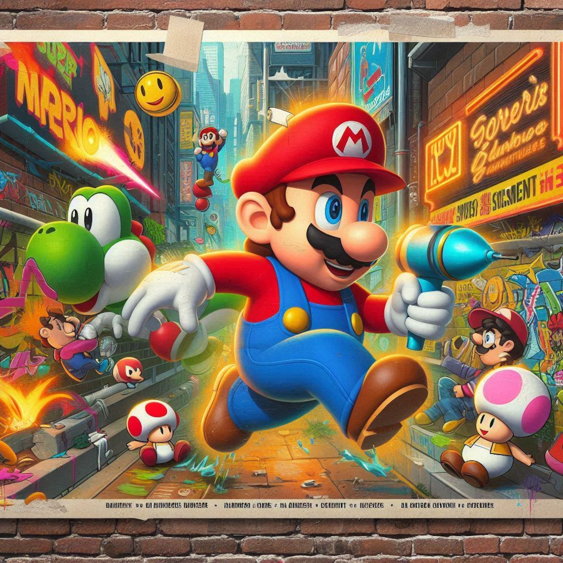 Super Mario's Graffiti Adventure Poster Digital Download Wall Art Home ...