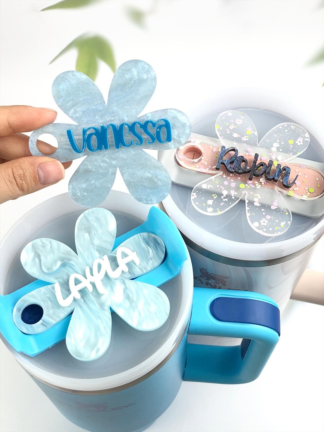 Flower Customizable Exclusive Shiny Stanley Nameplate Flower Exclusive ...