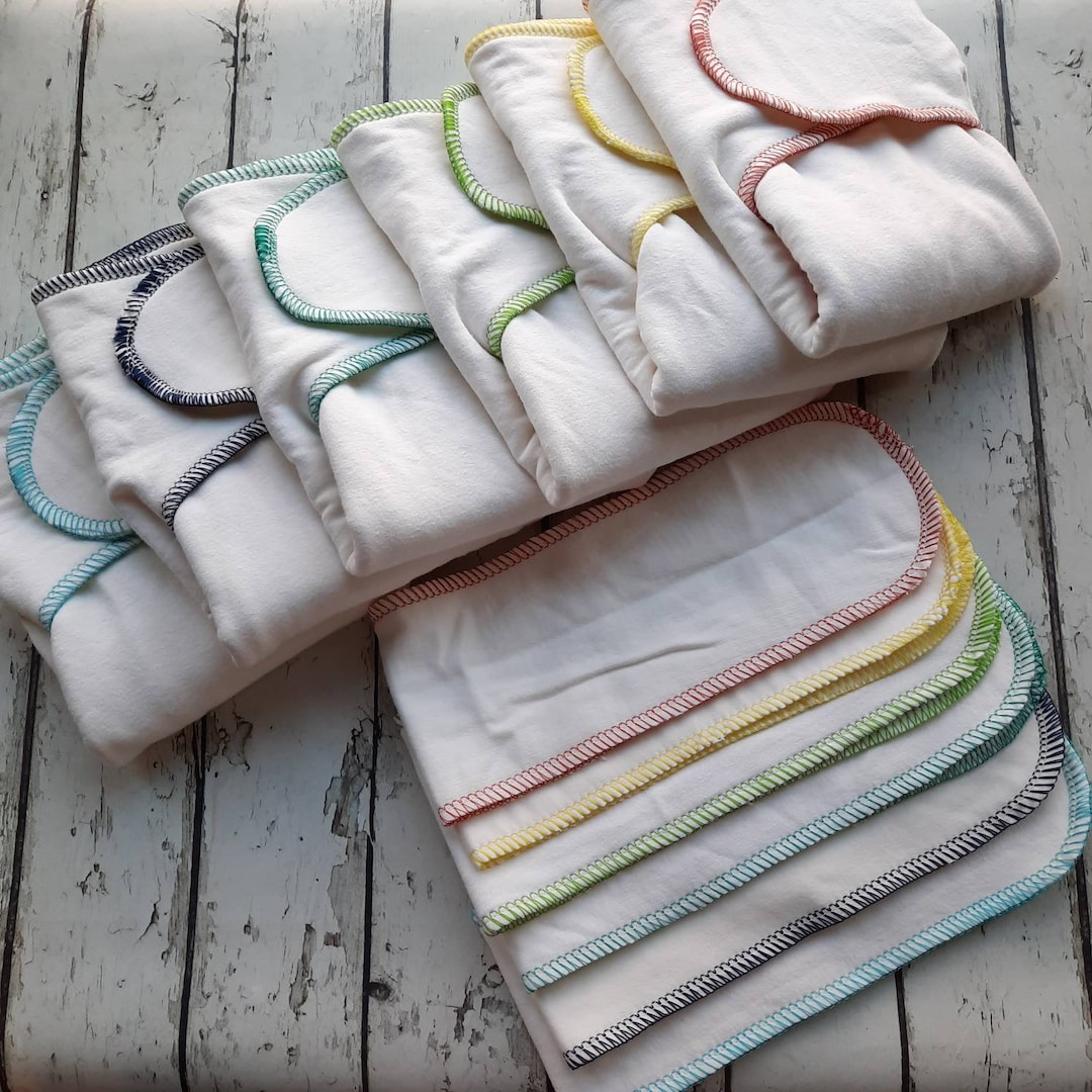 6 Pack Newborn Organic Bamboo/hemp Winged Prefold Cloth Diaper Stretchy ...