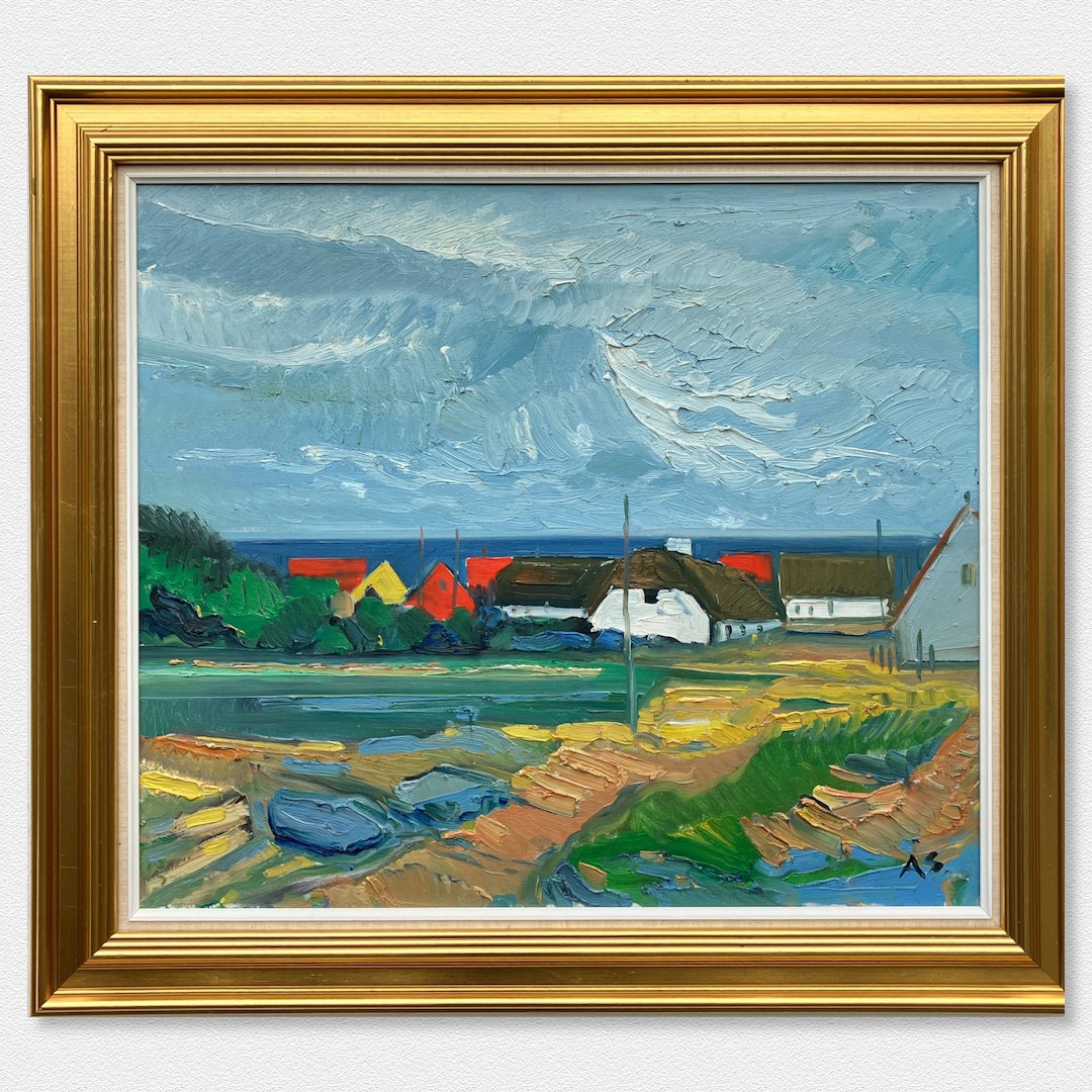 Large Aage Strand Vintage Oil Painting Original Art Large Danish ...