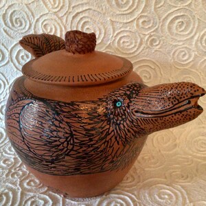 Jumbo Raven Cacao-teapot Mica Magic Clay From New Mexico - Etsy