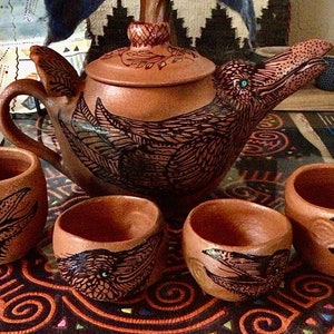 Jumbo Raven Cacao-teapot Mica Magic Clay From New Mexico - Etsy