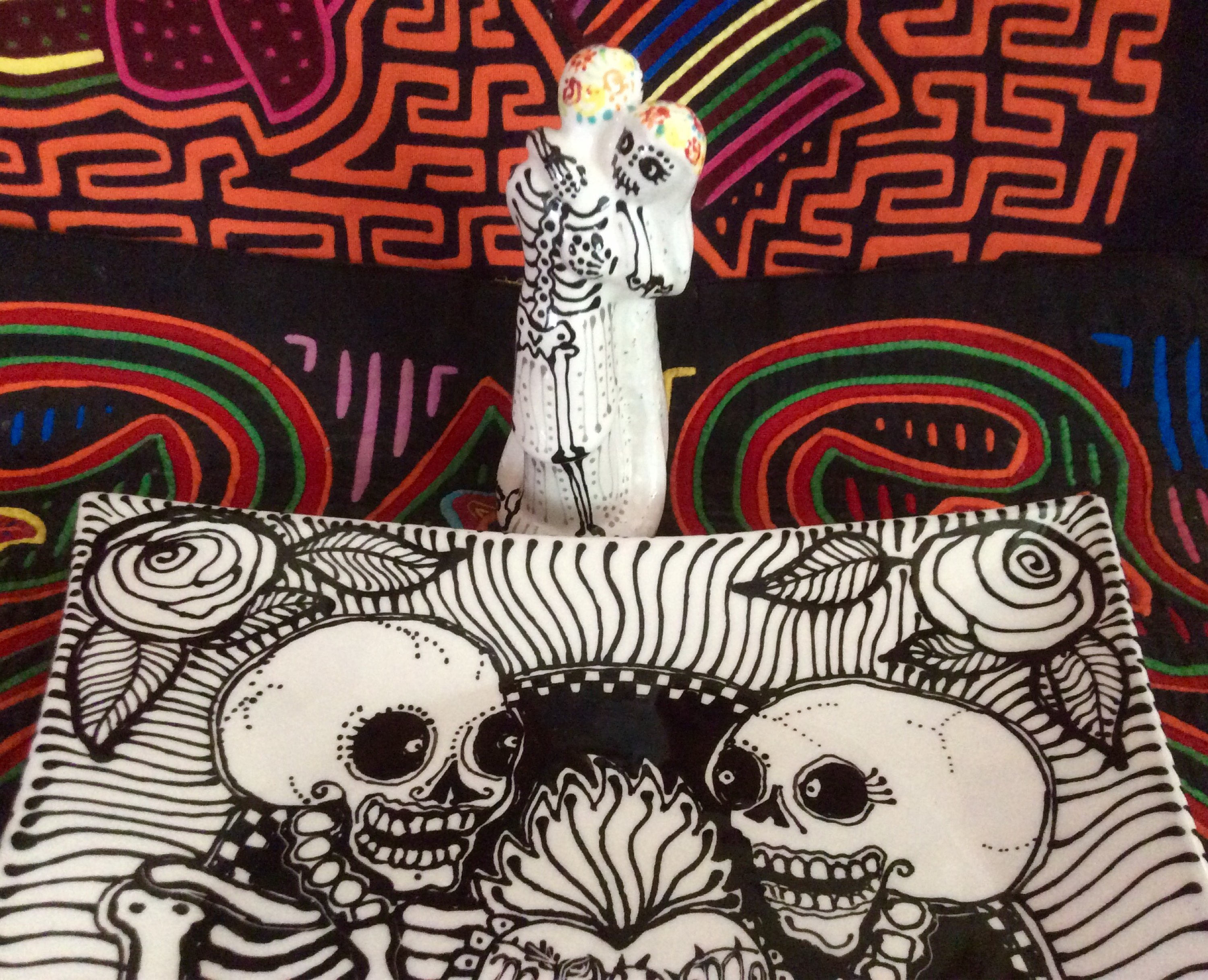 Skeleton Lovers Ceramic Plate With Sacred Heart From Taos New | Etsy