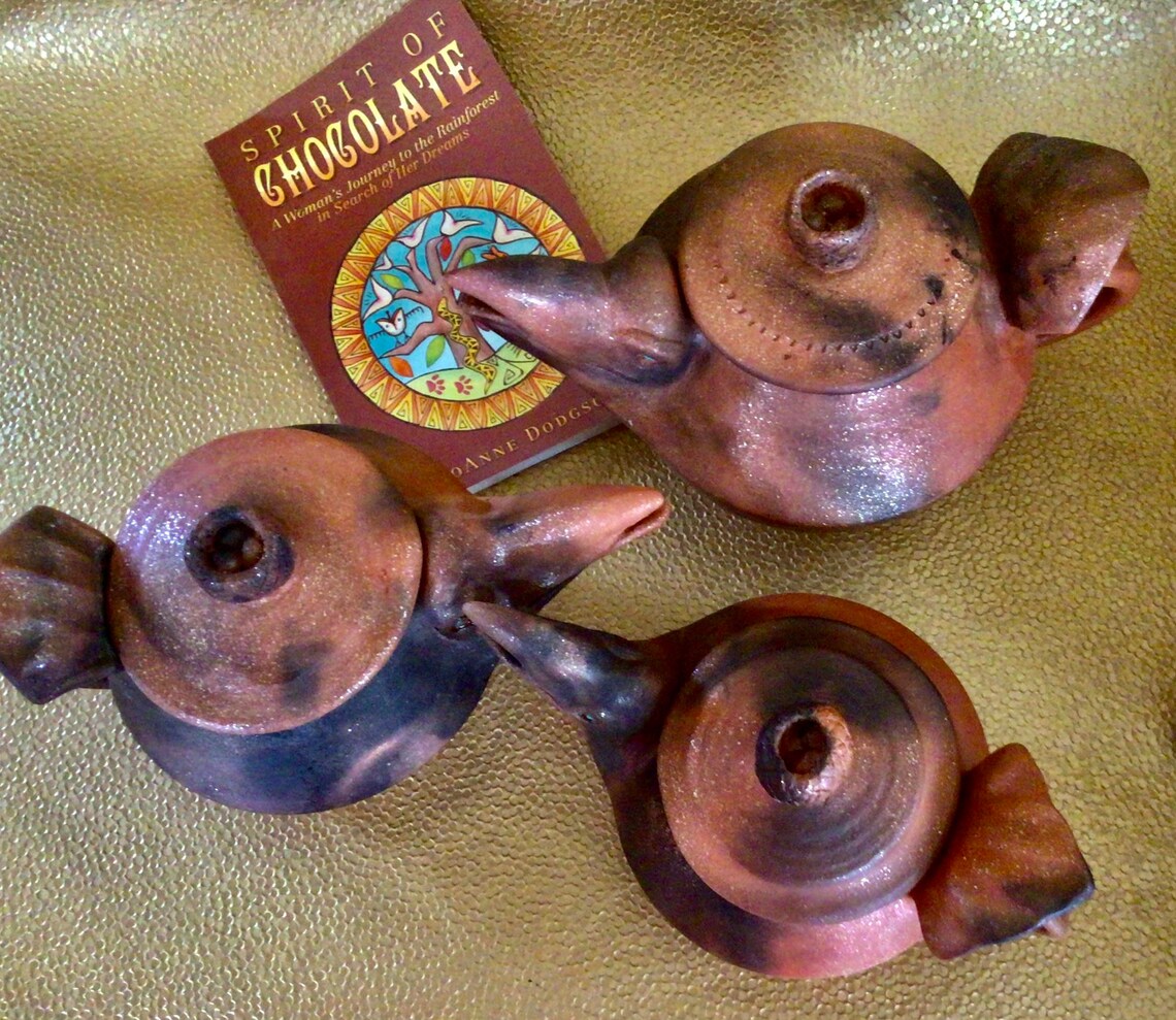 Custom Raven Cacao-teapot With Turquoise Eyes Mica Clay From | Etsy