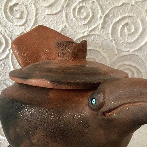 Custom Raven Cacao-teapot With Turquoise Eyes Mica Clay From New Mexico ...