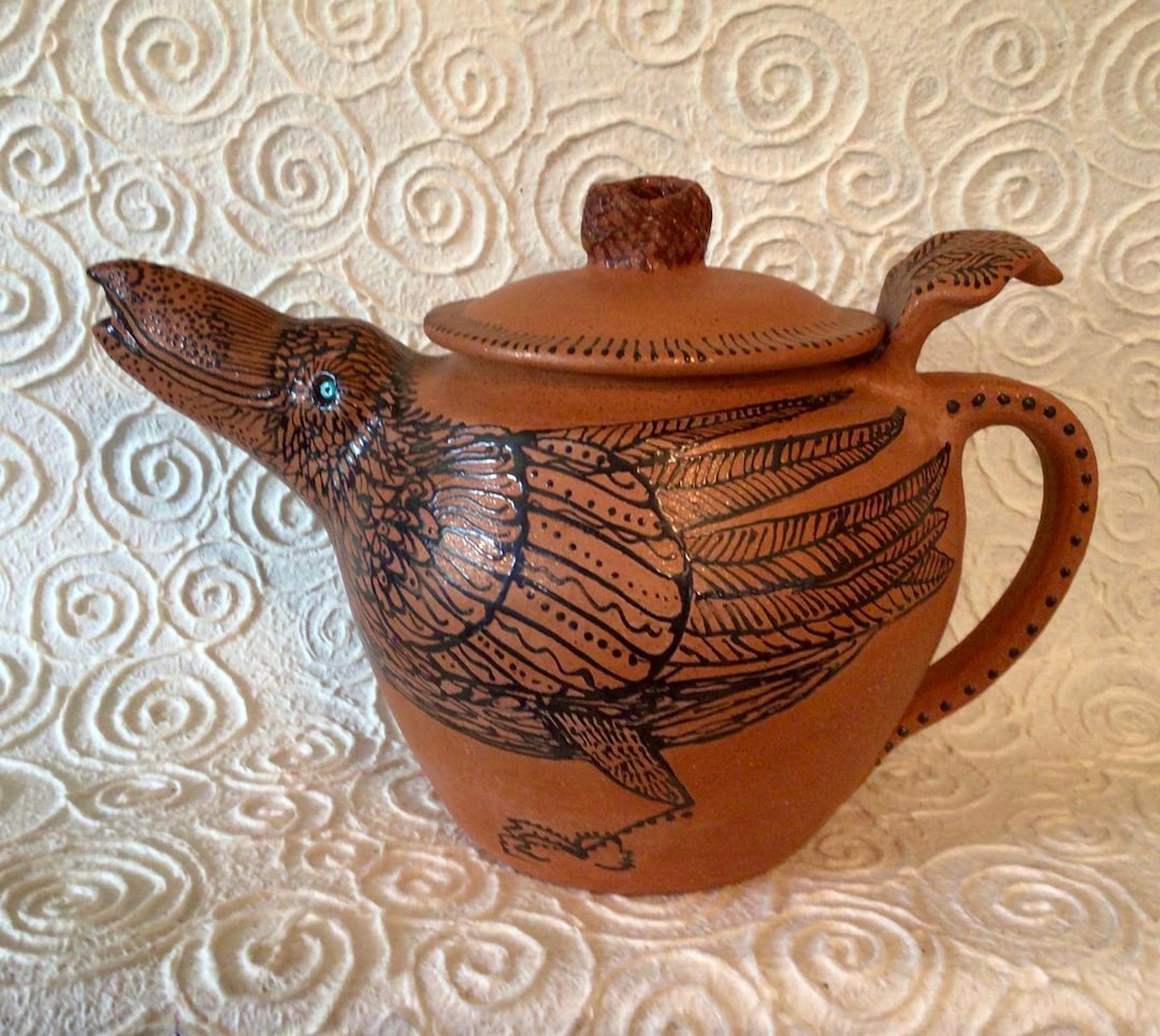 Jumbo Raven Cacao-teapot Mica Magic Clay From New Mexico - Etsy