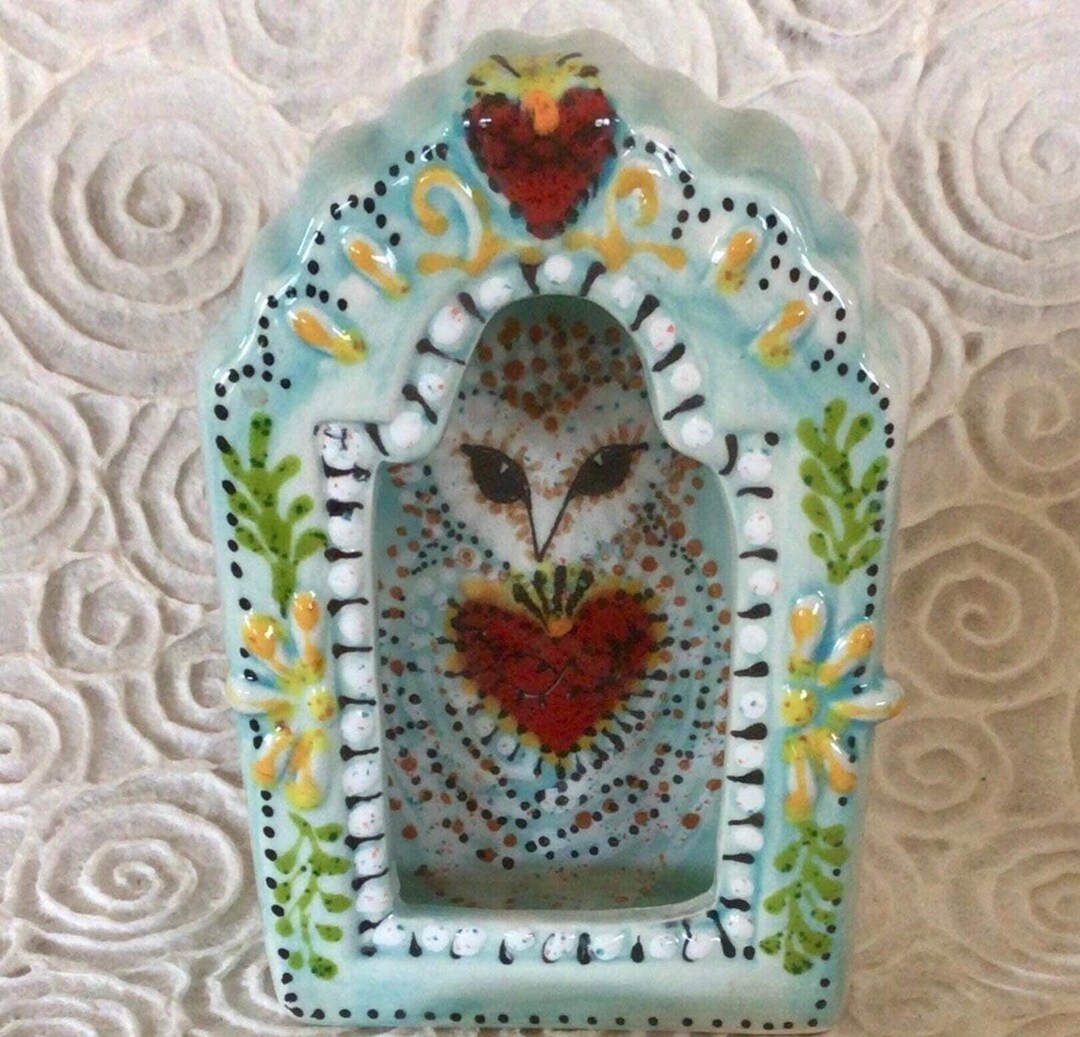 In Stock Barn Owl Sacred Heart Shrine for Wall Shelf and Altar - Etsy UK