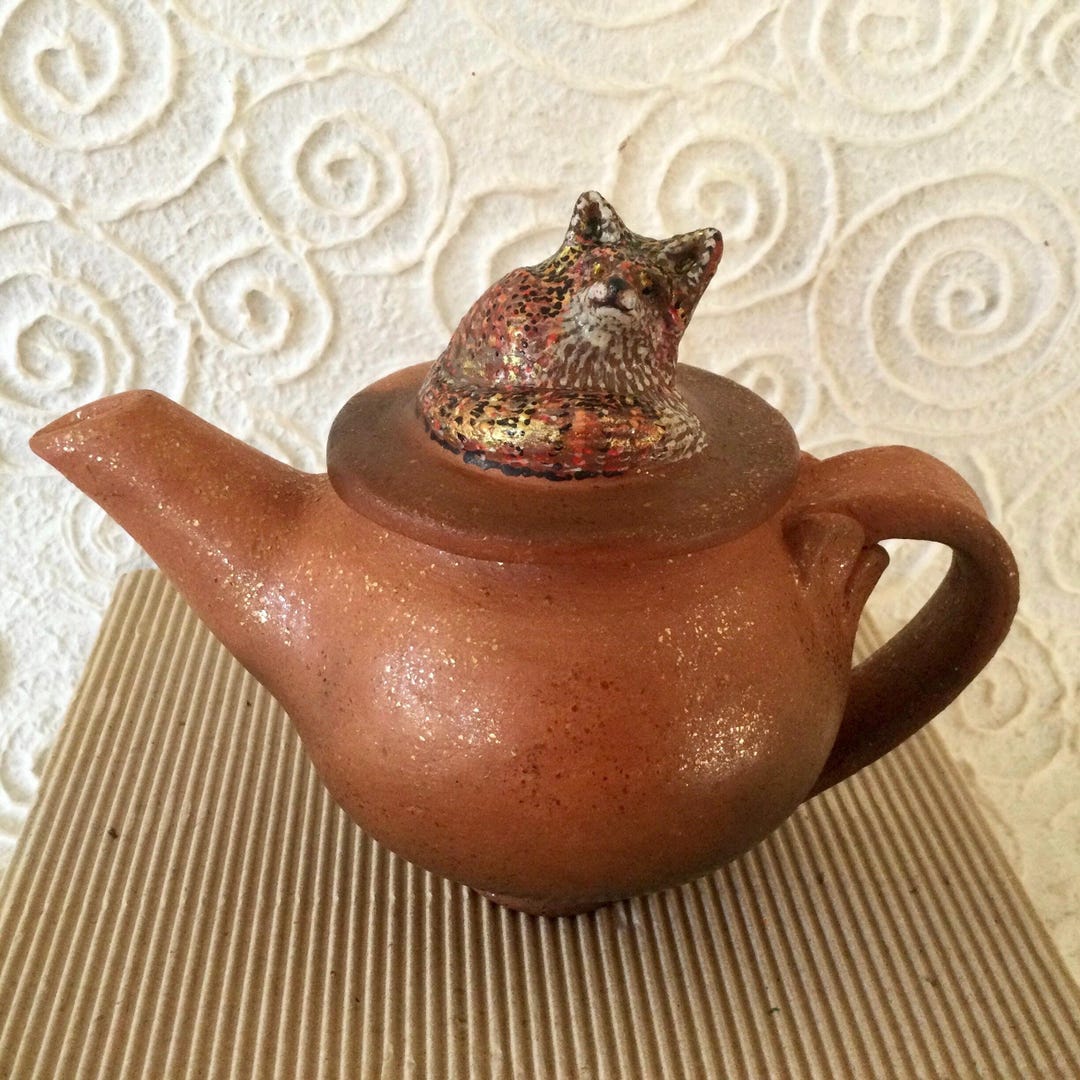 Tiny Forest Fox Teapot of Mica Magic Clay From New Mexico - Etsy