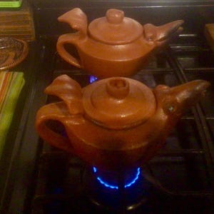 Custom Raven Cacao-teapot With Turquoise Eyes Mica Clay From New Mexico ...