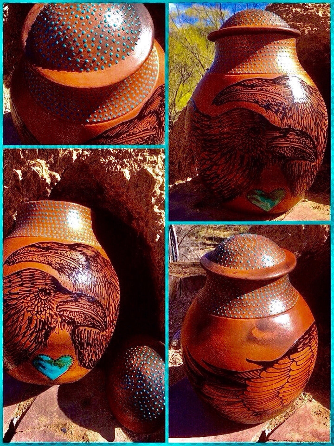 Custom Two Raven Circle of Life Custom Cremation Urn of New Mexico Mica ...