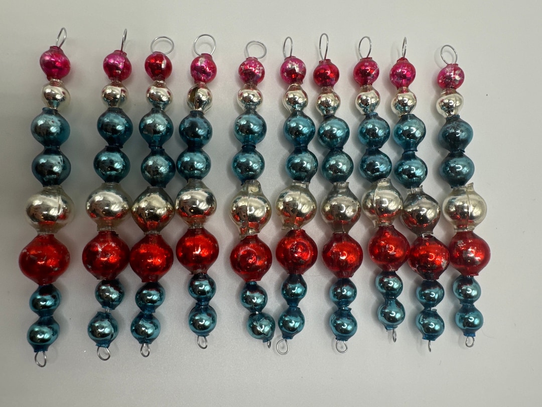 10 Vintage Style Mercury Glass Bead Icicle Patriotic Ornaments - Etsy