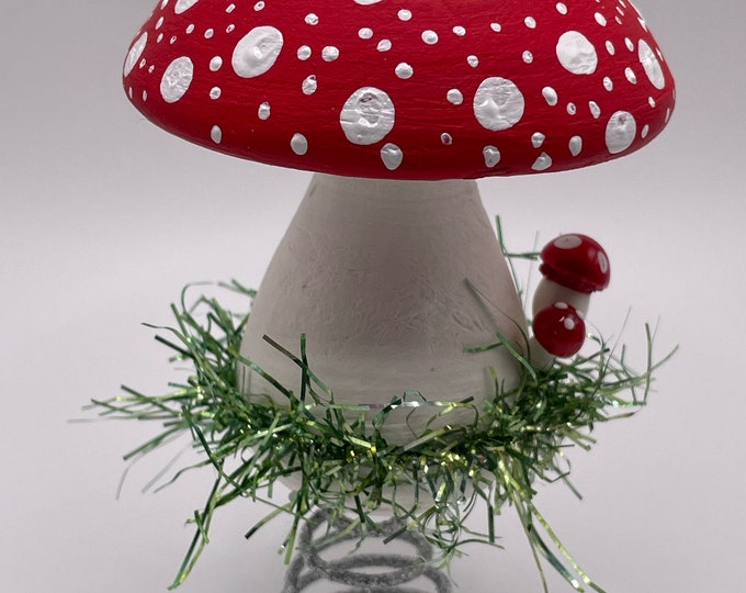 Spun Cotton Mushroom Tree Topper Table Top Tree - Etsy