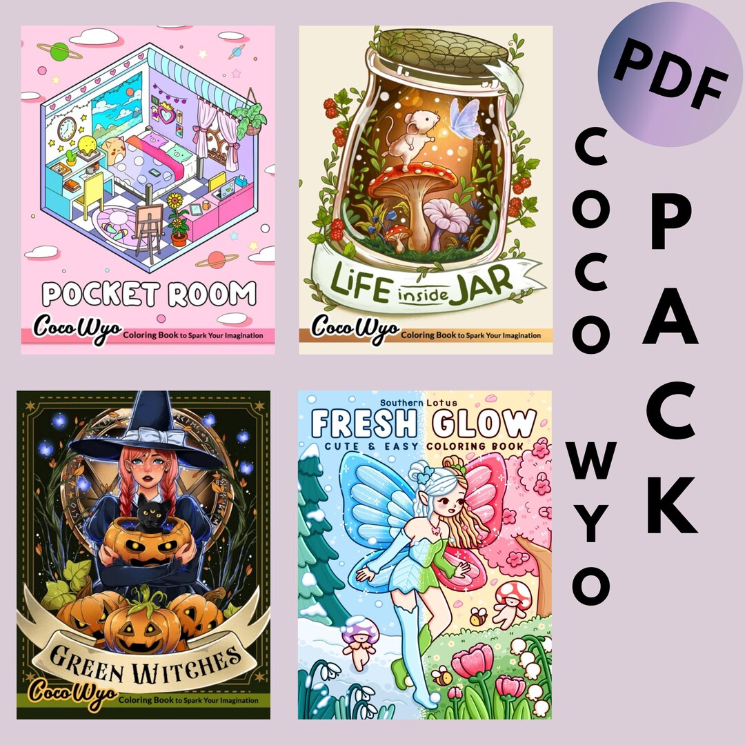 Pack 4 Coco Wyo Coloring Books (PDF): Pocket Room, Life Inside Jar ...