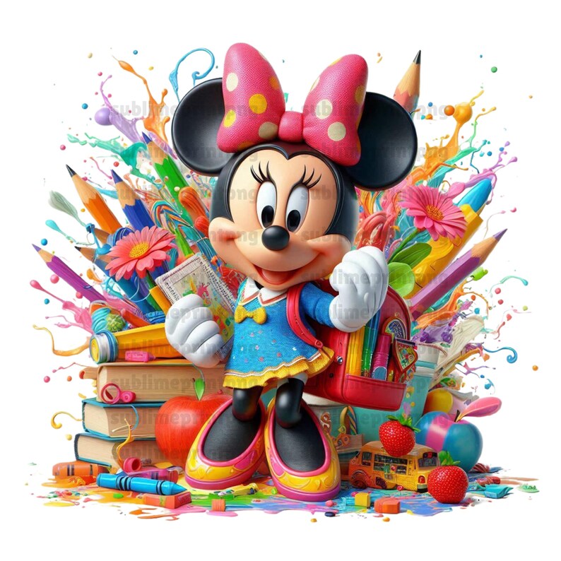 4 PNG Minnie, Mouse Color Splash Digital Design 4 PNG for Sublimation ...