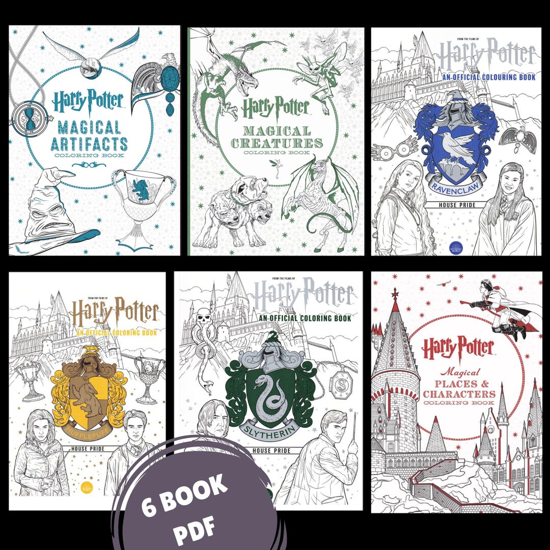 6 Harry Potter Coloring Books / Printable PDF / Digital Download / Art ...