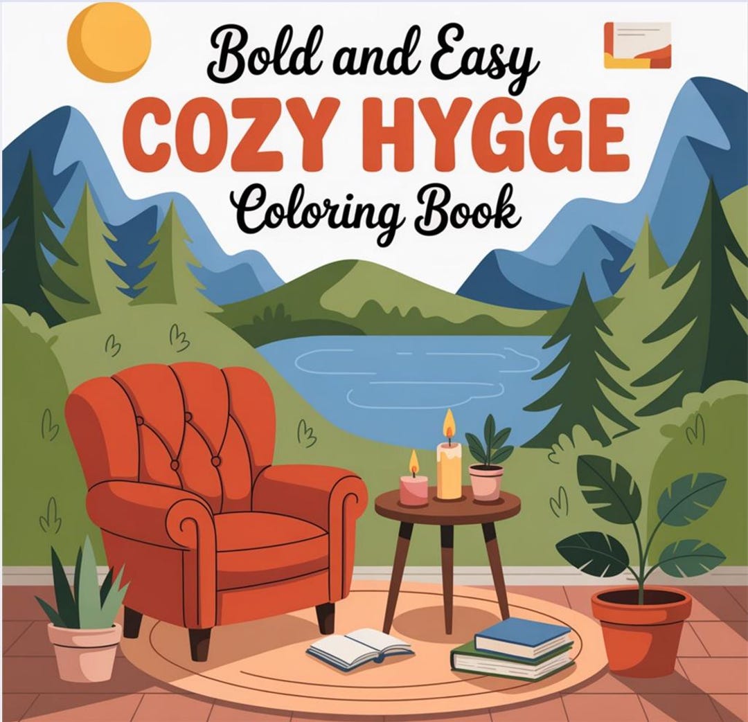 Bold and Easy Cozy Hygge Coloring Book | 45 Pages | Hygge and Cozy ...