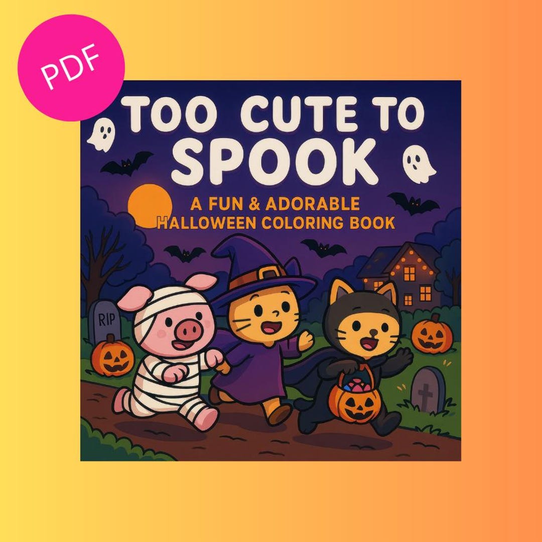 Halloween Coloring Pages for Kids, Cute Coloring Book, Halloween Animal ...
