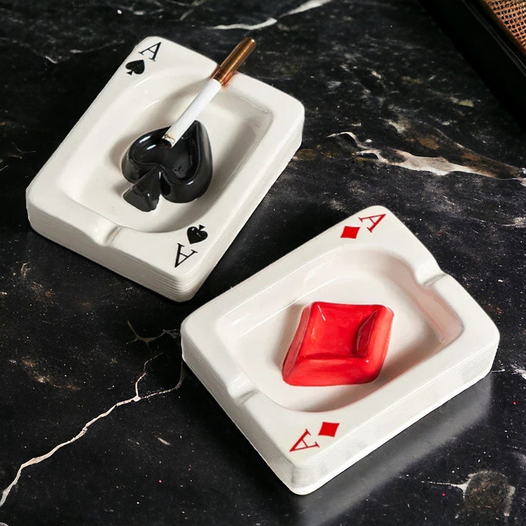 Playing Cards Ashtray All Four Suits, Retro Card Deck Ashtray, Smoking ...