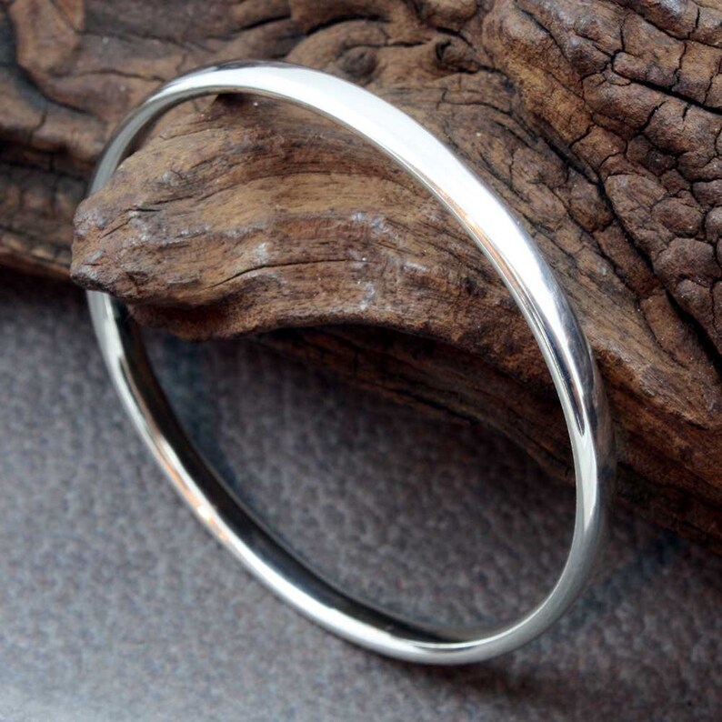 Stirling Silver Heavy Gauge Oval Wire Bangle - Etsy