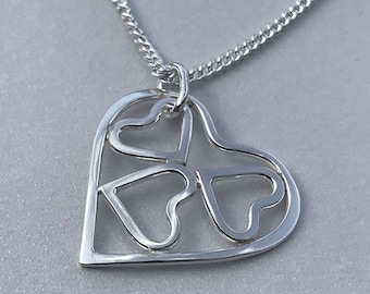 Triple Heart Pendant | Etsy