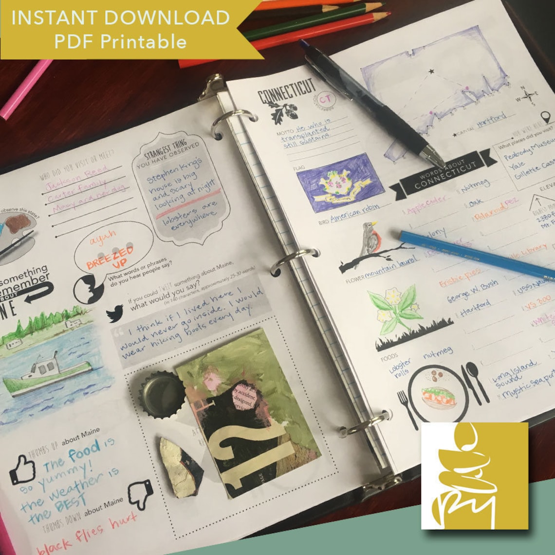 Road Trip Vacation Travel Journal Printables - US States: Mountain - Etsy