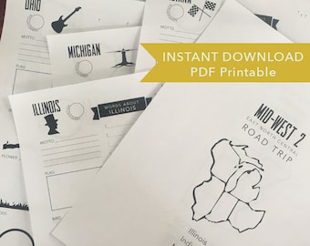 Road Trip Vacation Travel Journal Printables US States: | Etsy