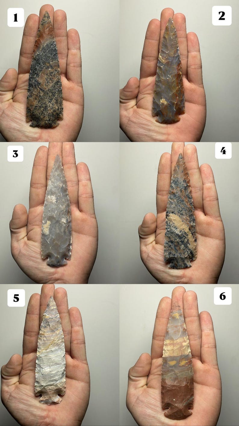 5'' Jasper Arrowhead | Rustic Chakra Crystal Decor | Hand Knapped Fancy ...