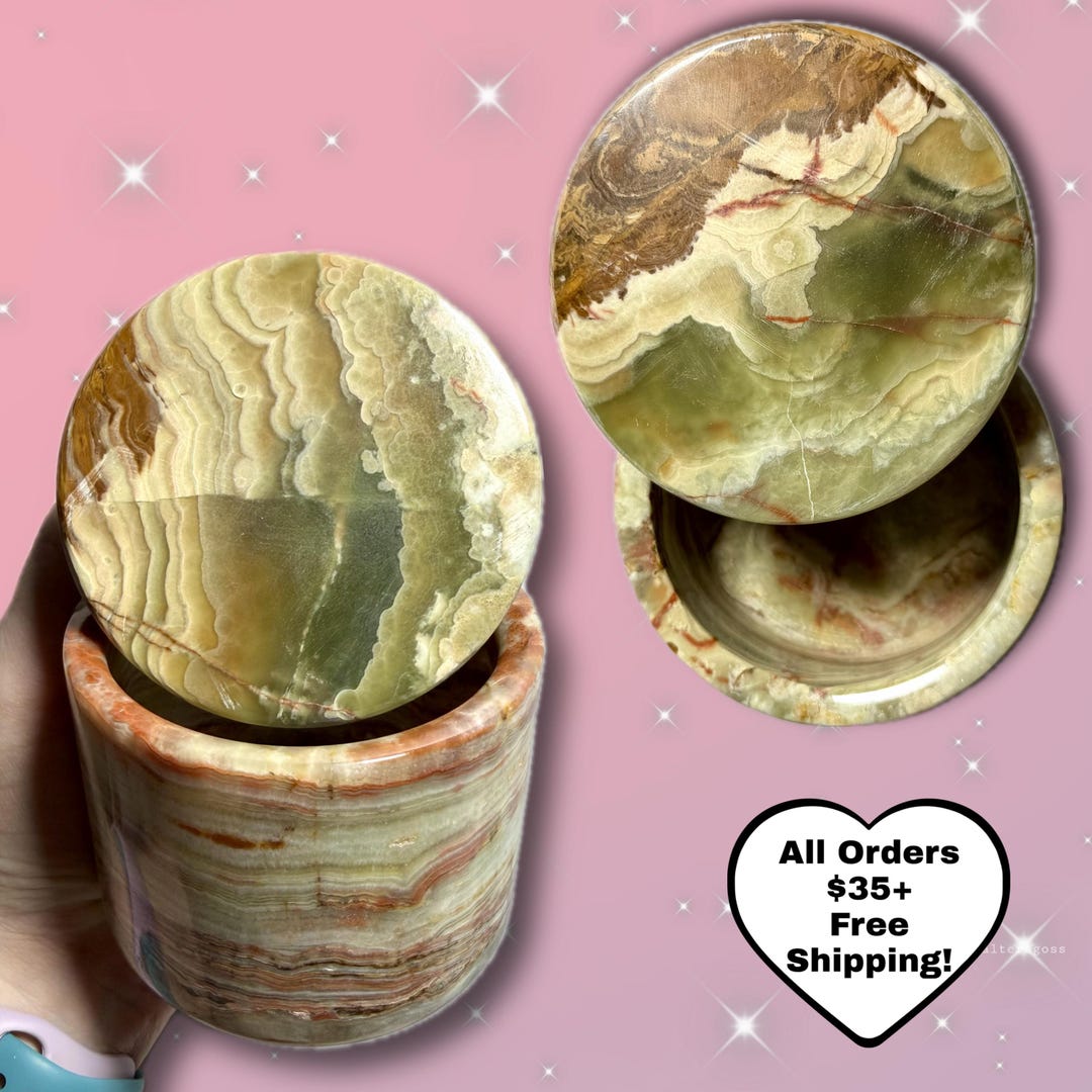 3'' & 4" Green Onyx Jewelry Trinket Box | Hand Carved Stone Box | YOU ...