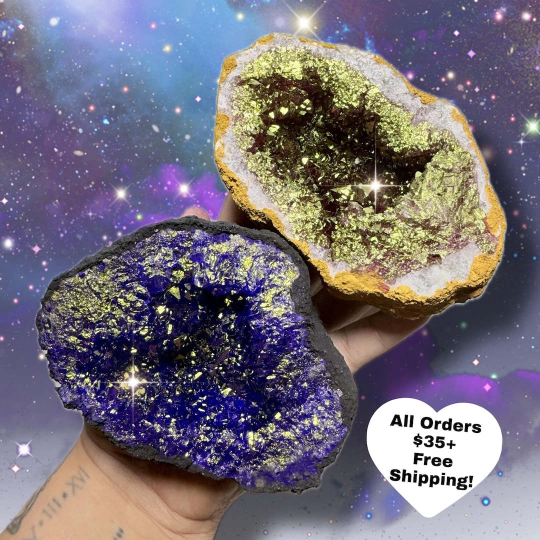 Dyed Geode Halves & Matching Pairs | Crystal Decor - Etsy
