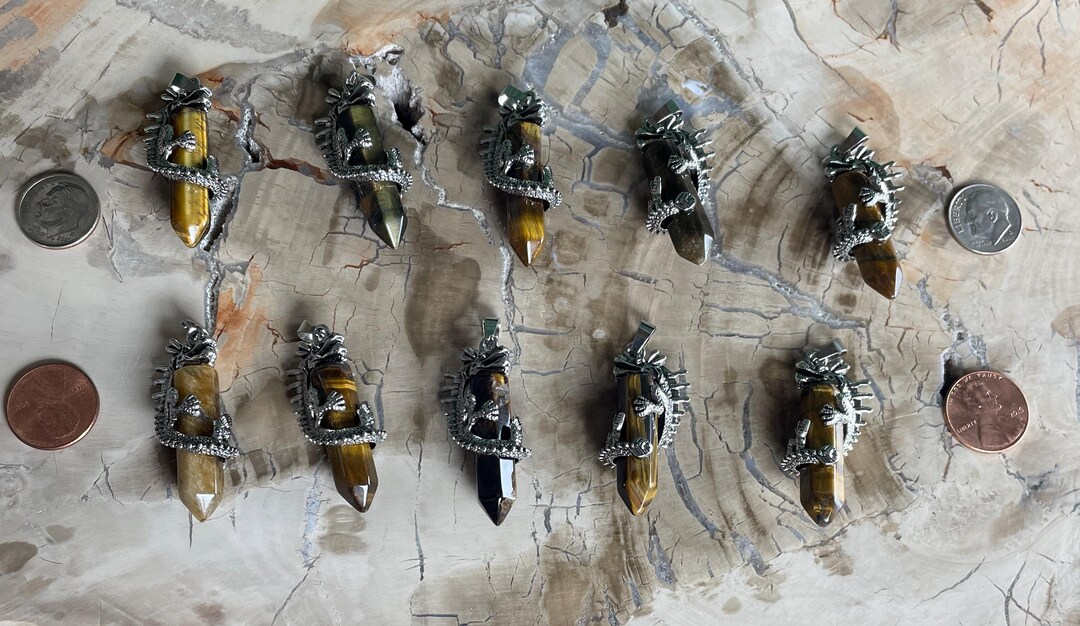 Wholesale Tiger's Eye Dragon With Spiky Spine Pendants, 10 Piece Lot - Etsy