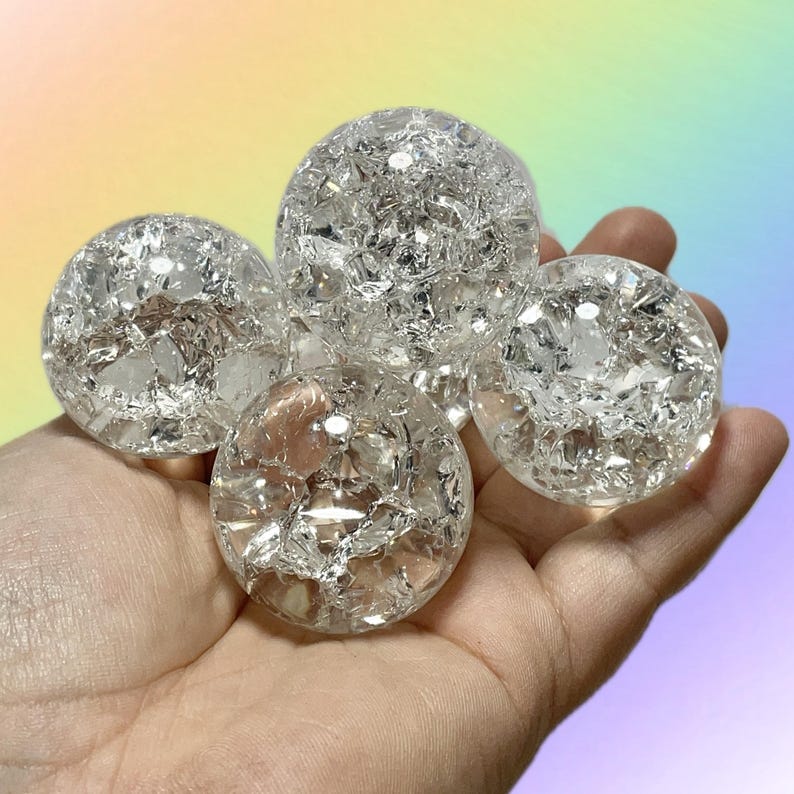 Glass Crackle Spheres 1.5''| Handmade Glass Orbs | Decorative Sphere ...