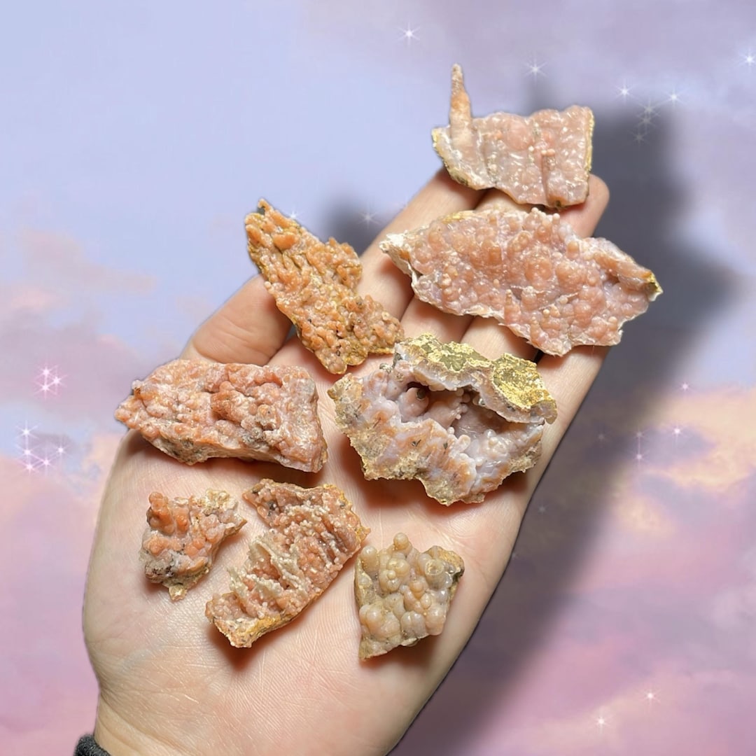 Pink Chalcedony Stalactite Geode Specimens | Pink Amethyst Druzy on ...