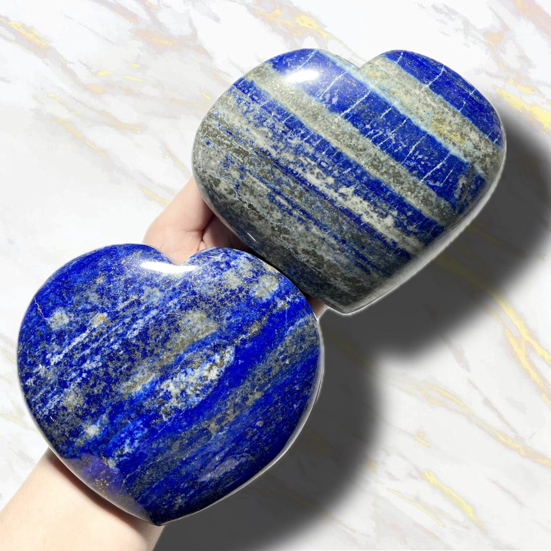 Lapis Lazuli Polished Hearts | Natural Bright Blue Heart Carvings ...