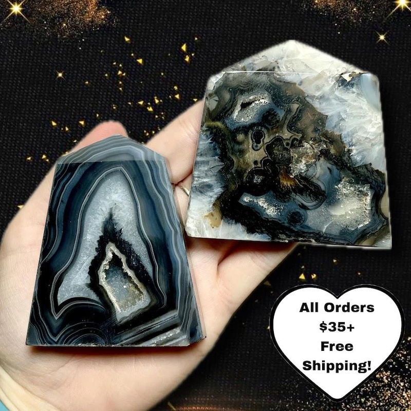 Black White Agate Tower - Etsy