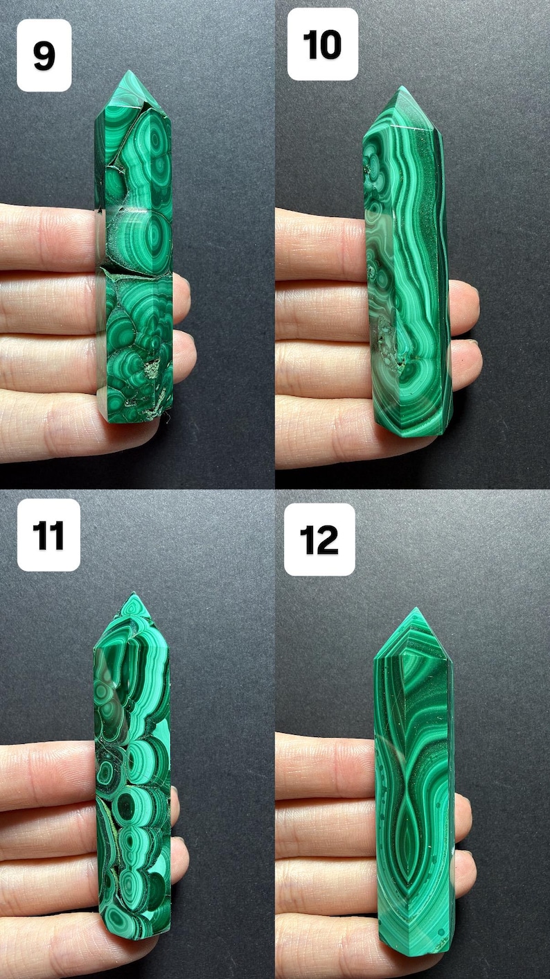 Malachite Point Tower | AA Grade Malachite | Unique Pattern Green ...