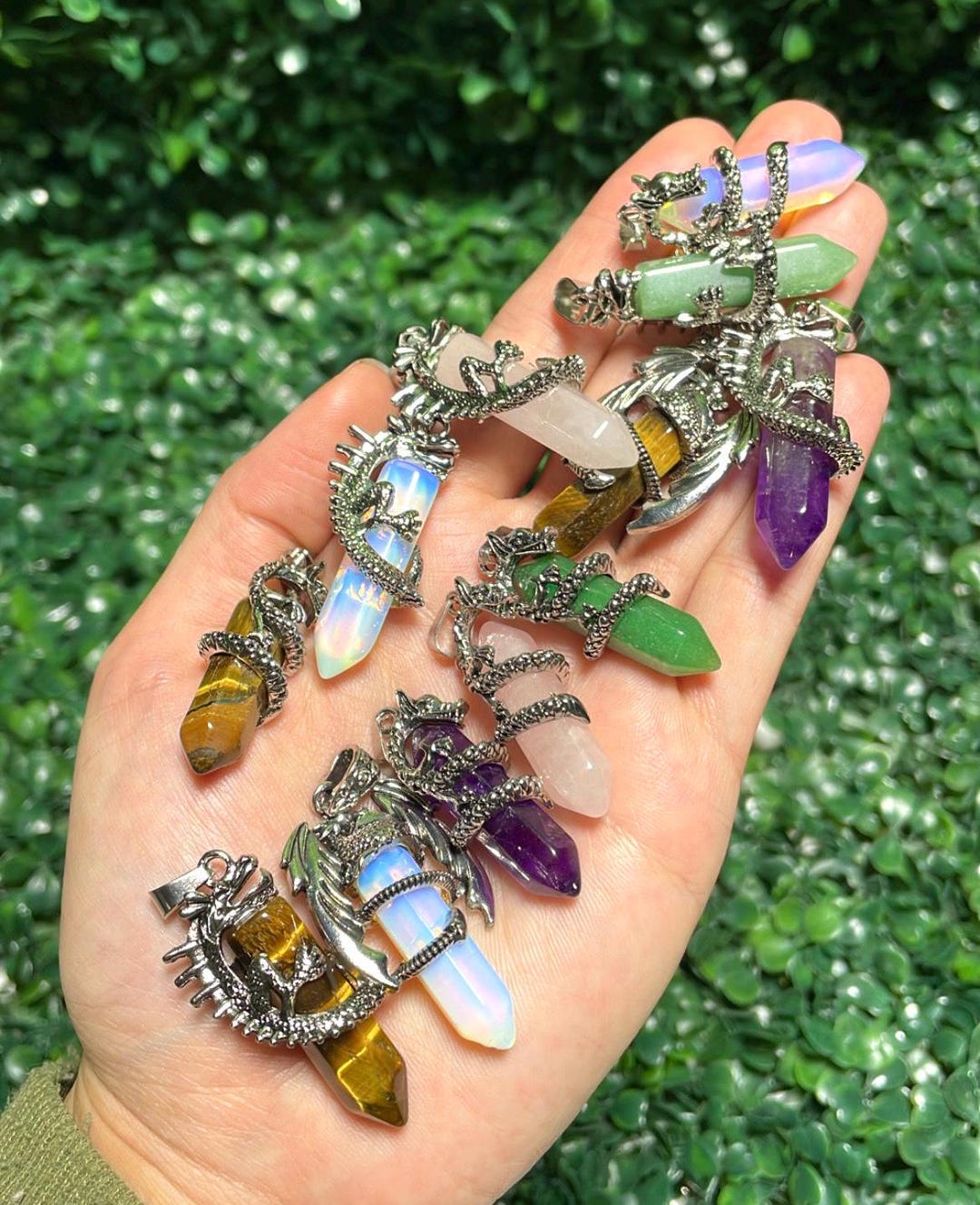 Dragon Gemstone Pendants, Natural Gemstone Pendants, Amethyst, Opalite ...