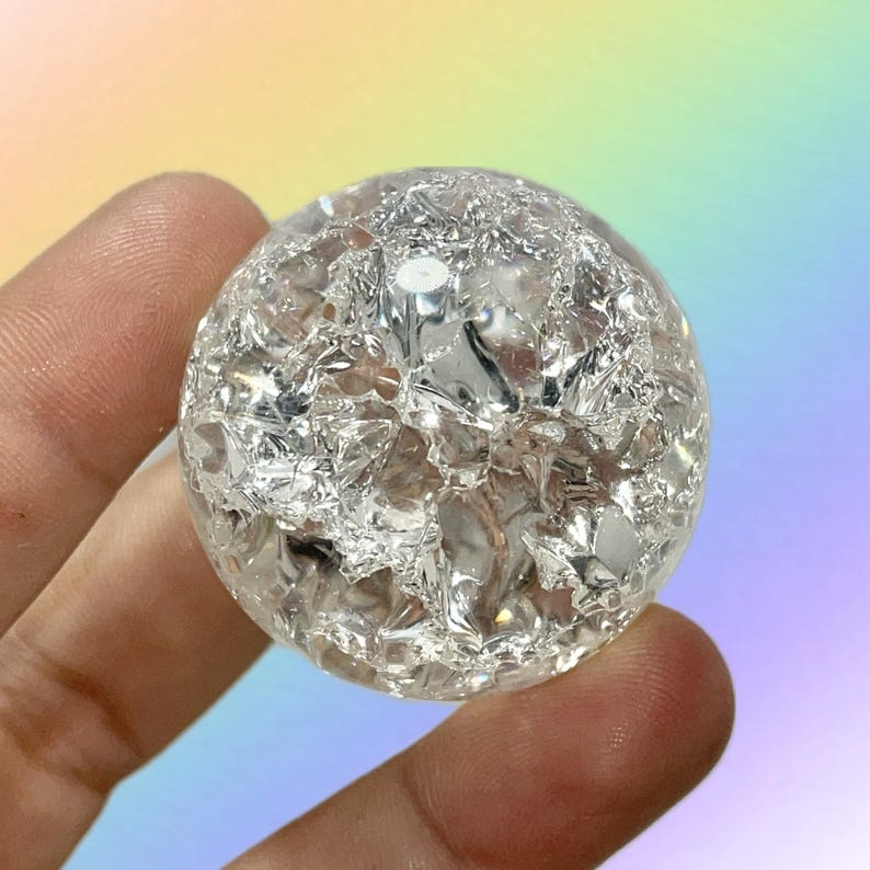 Glass Crackle Spheres 1.5''| Handmade Glass Orbs | Decorative Sphere ...